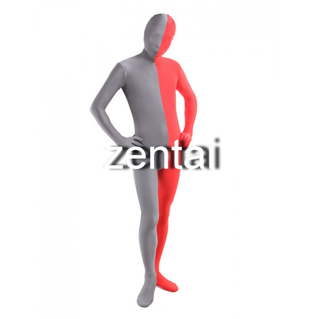 Full Body Gray And Red Mixed Colors Zentai/ Gray And Red Mixed Colors ...