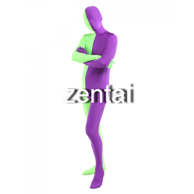Full Body Purple And Green Mixed Colors Zentai/Purple And Green Mixed ...