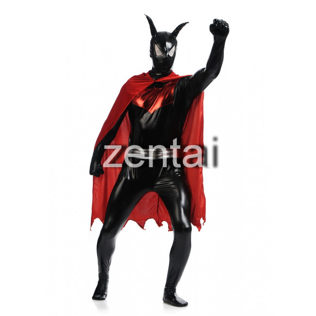 Batman Full Body Zentai/Black and Red Color Batman Shiny Metallic ...