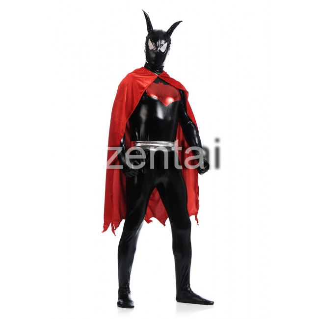 Batman Full Body Zentai/Black and Red Color Batman Shiny Metallic ...
