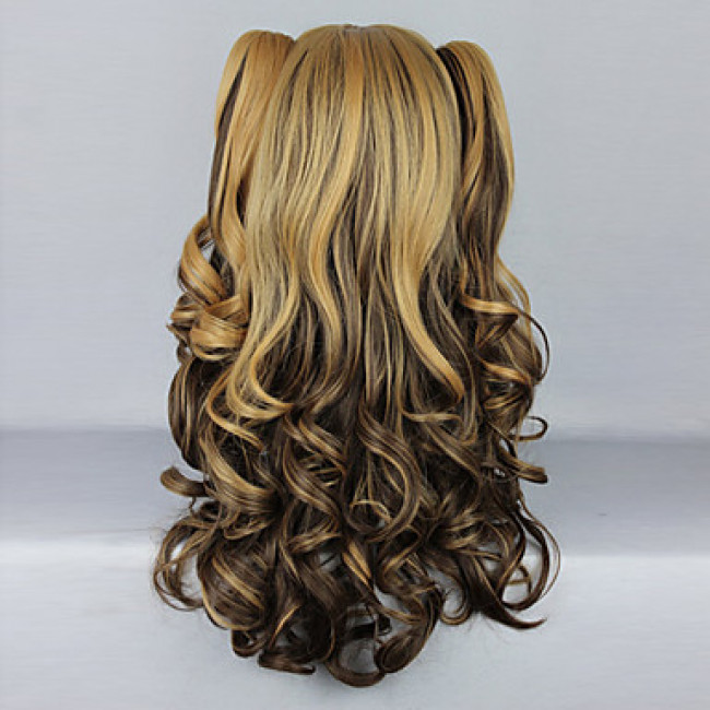 Chocolate Coffee Blended Color Cosplay Wig| Curly Pigtails 70cm Cosplay ...
