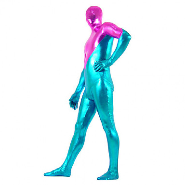 Fuschia and Cyan Mixed Color Costume|Mixed Color Shiny Zentai Costume ...