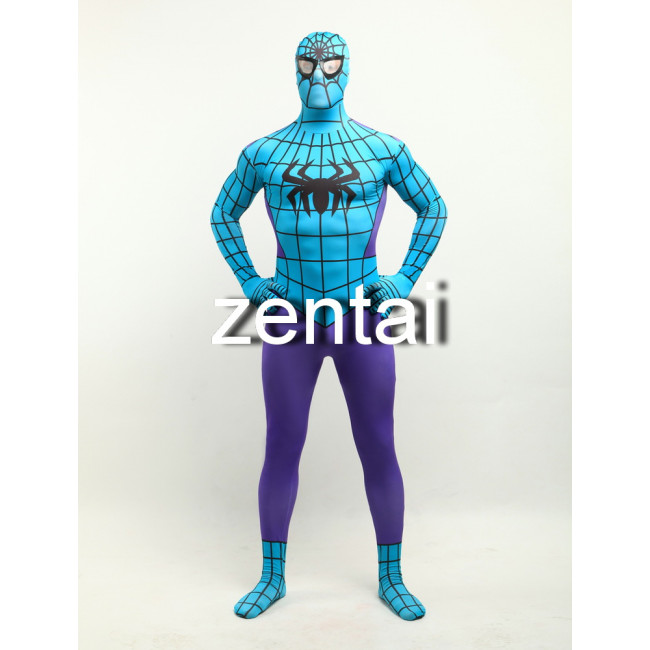 Halloween Spiderman Cosplay Zentai Suit/ Buy Cyan and Purple Spiderman ...