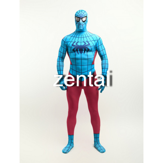 Halloween Spiderman Cosplay Zentai Suit/ Buy Cyan and Red Spiderman ...