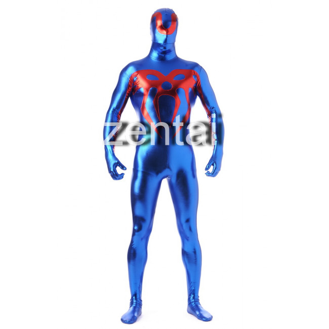 Halloween Spiderman Blue Zentai Suit/ Buy full body Blue Shiny ...