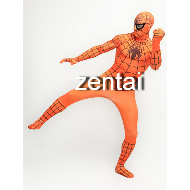 Halloween Spiderman Orange Cosplay Zentai Suit/ Buy Orange Spiderman ...