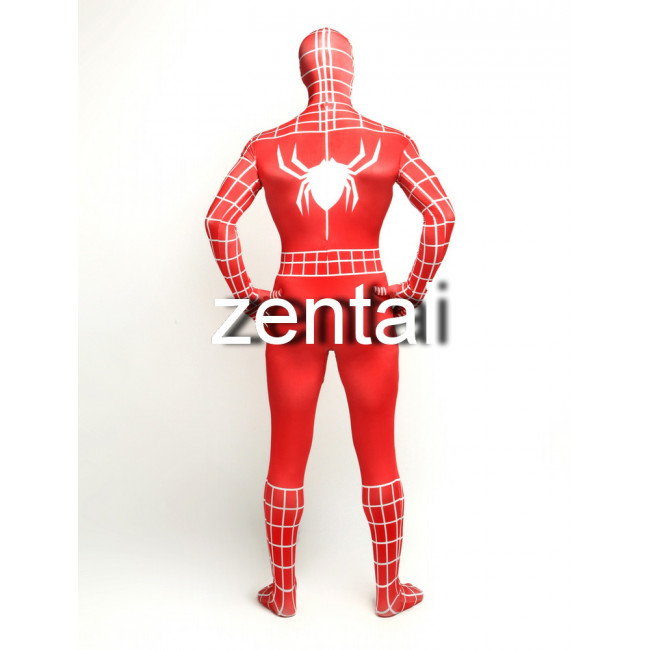 Halloween Spiderman Red Cosplay Zentai Suit/ Buy Red Spiderman Spandex ...