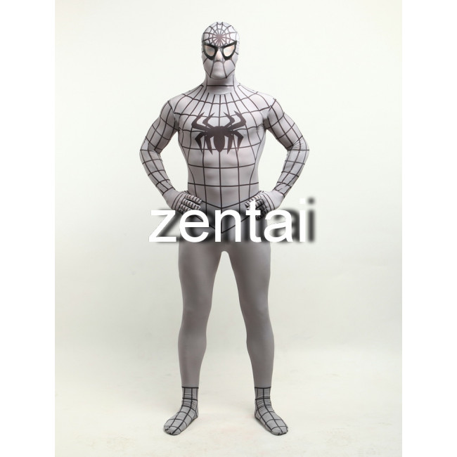 Halloween Spiderman Grey Cosplay Zentai Suit/ Buy Grey Spiderman ...