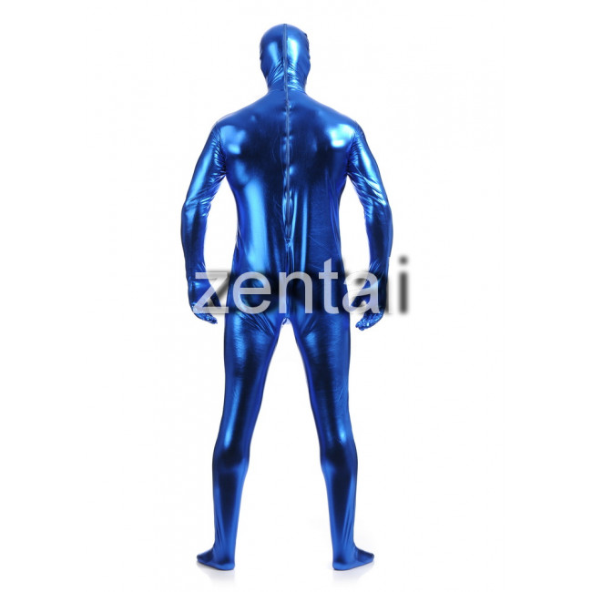 Man's Full Body Blue Color Zentai/ Blue Full Body Shiny Metallic Zentai ...