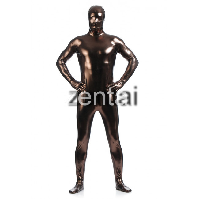 Man's Full Body Brown Color Zentai/ Brown Full Body Shiny Metallic ...