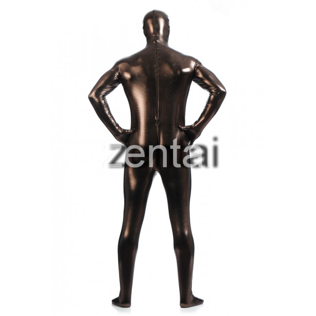 Man's Full Body Brown Color Zentai/ Brown Full Body Shiny Metallic ...