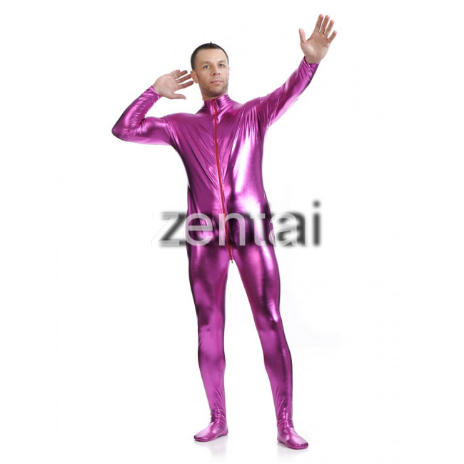 Man's Full Body Fuchsia Color Zentai/ Fuchsia Full Body Shiny Metallic ...