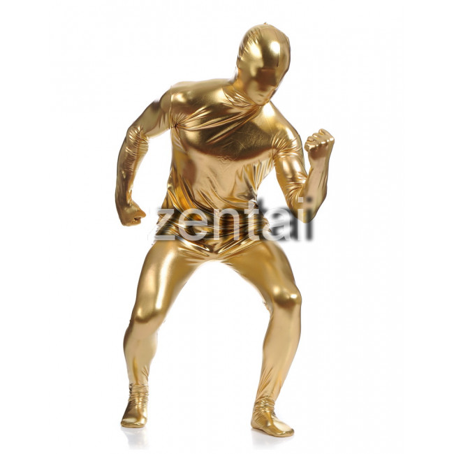 Man's Full Body Golden Color Zentai/ Golden Full Body Shiny Metallic ...