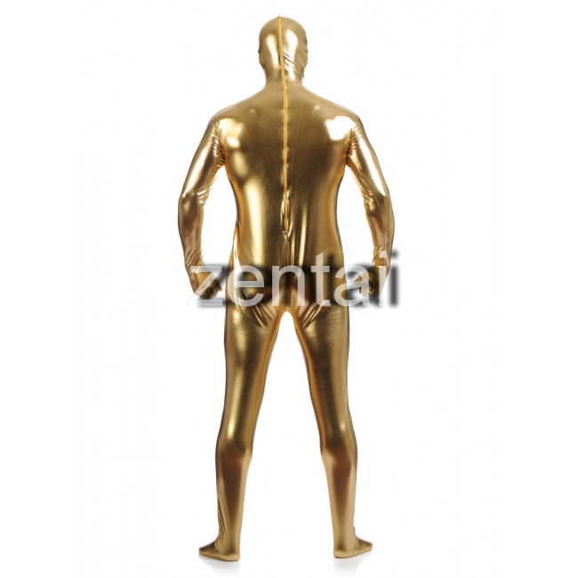 Man's Full Body Golden Color Zentai/ Golden Full Body Shiny Metallic ...