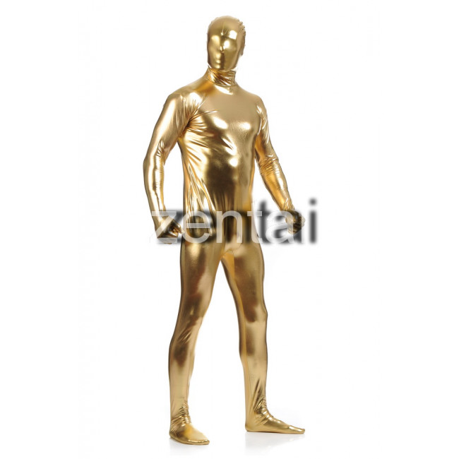 Man's Full Body Golden Color Zentai/ Golden Full Body Shiny Metallic ...
