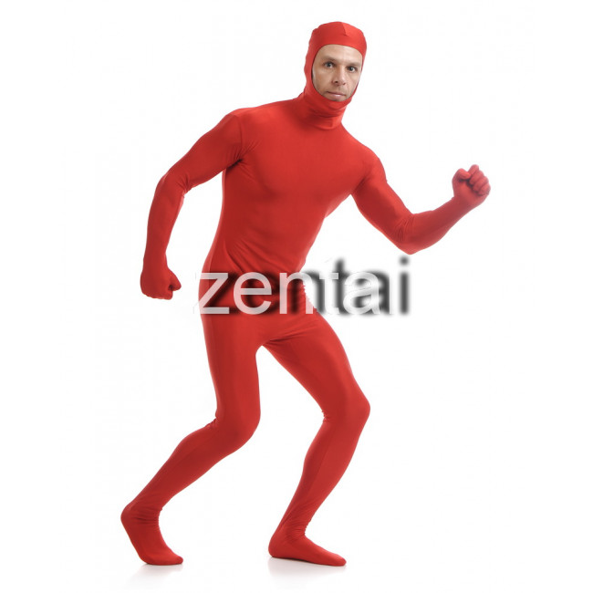 Man's Full Body Light Red Color Zentai/ Light Red Full Body Spandex ...