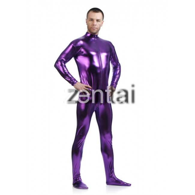 Man's Full Body purple Color Zentai/ purple Full Body Shiny Metallic ...