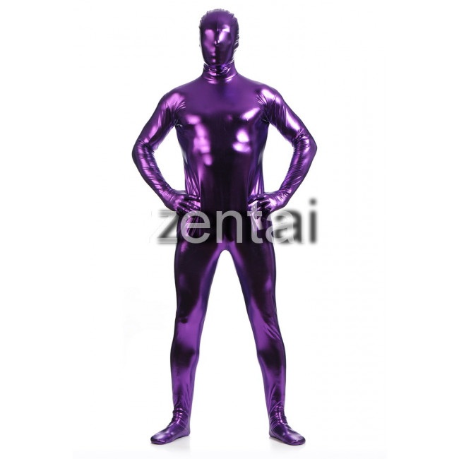 Man's Full Body Purpler Color Zentai/ Purpler Full Body Shiny Metallic ...