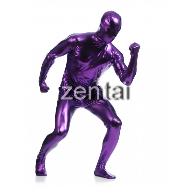 Man's Full Body Purpler Color Zentai/ Purpler Full Body Shiny Metallic ...