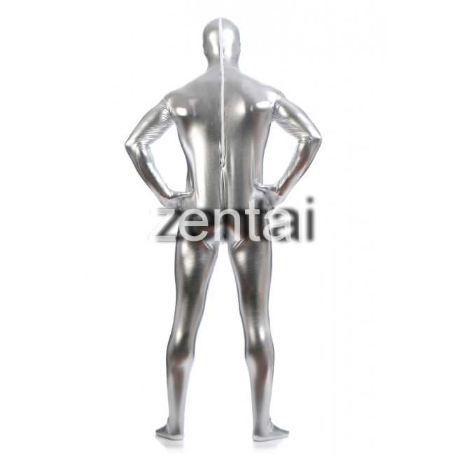 Man's Full Body Silver Color Zentai/ Silver Full Body Shiny Metallic ...