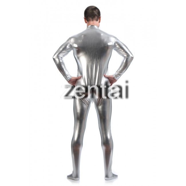 Man's Full Body Silver Color Zentai/ Silver Full Body Shiny Metallic ...
