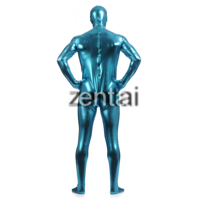 Man's Full Body Sky Blue Color Zentai/ Sky Blue Full Body Shiny ...