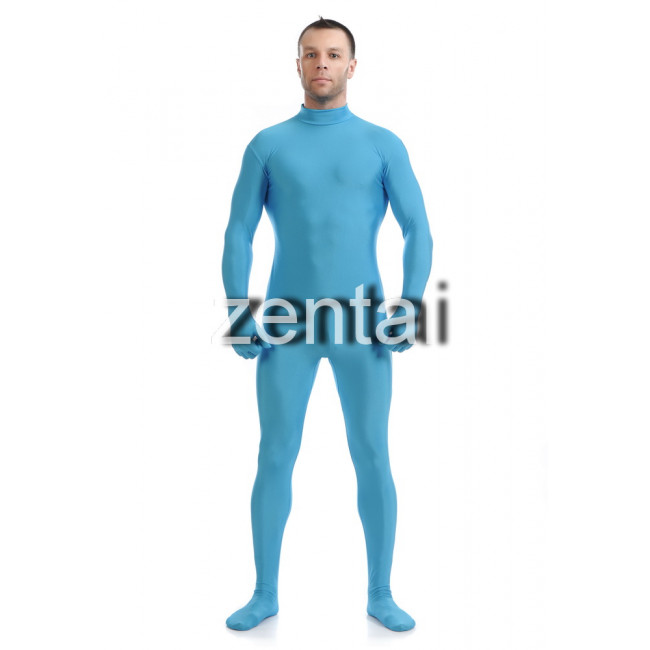 Man's Full Body Sky Blue Color Zentai/Sky Blue Full Body Spandex Lycra ...