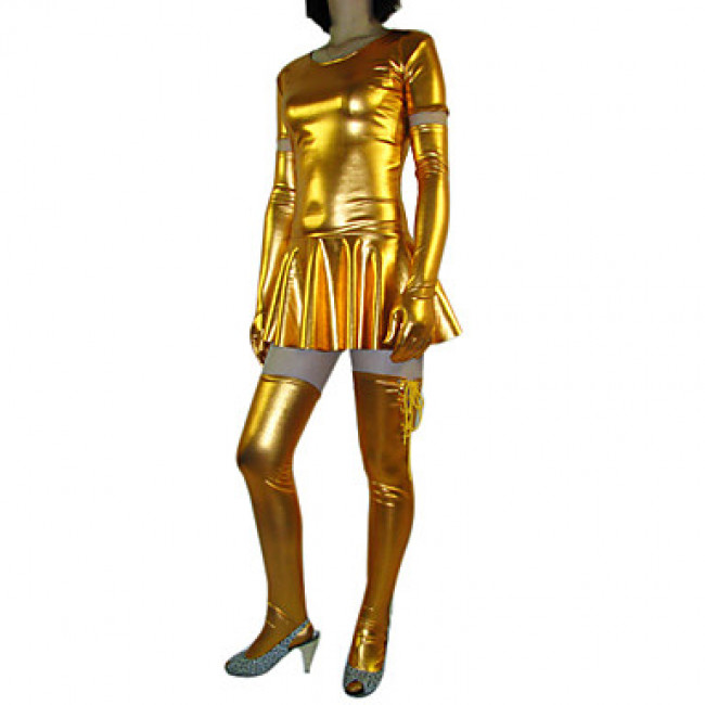 Short Sleeve Shiny Metallic Dress Costume|Short Sleeve Shiny Metallic ...