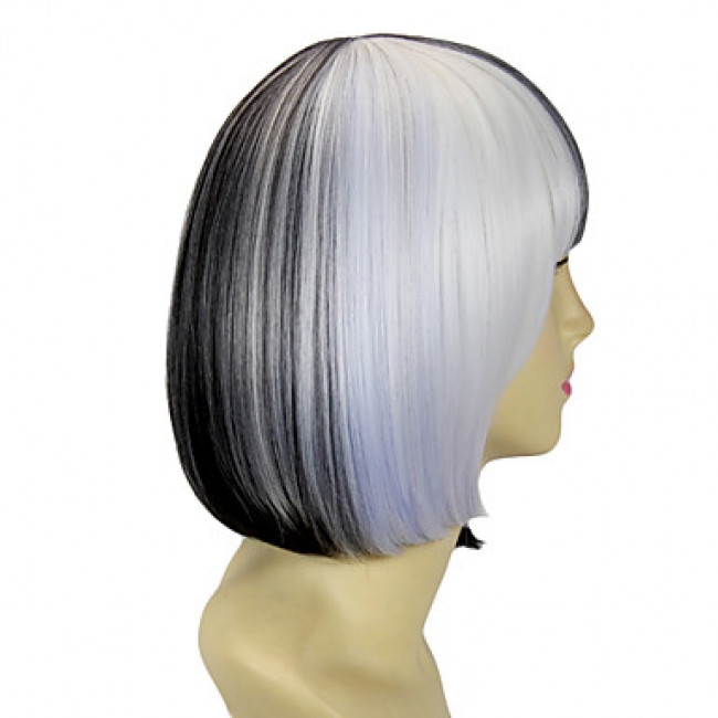 White and Black Cosplay Wig|Short Bob 35cm Cosplay Wig |Gothic Lolita ...