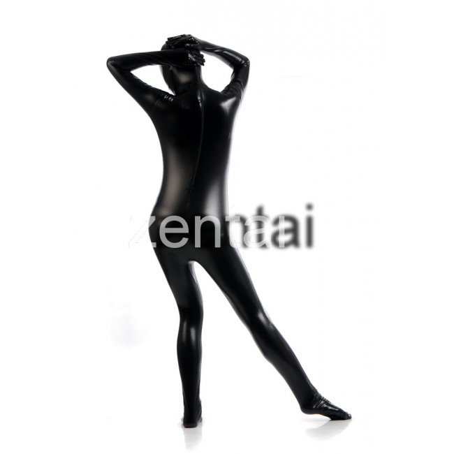 Woman's Full Body Black Color Zentai/ Black Full Body Shiny Metallic ...