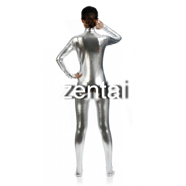 Woman's Full Body Silver Color Zentai/ Silver Full Body Shiny Metallic ...