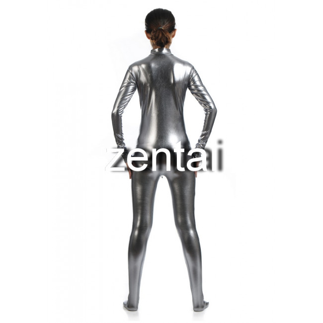 Woman's Full Body Silver Gray Color Zentai/ Silver Gray Full Body Shiny ...