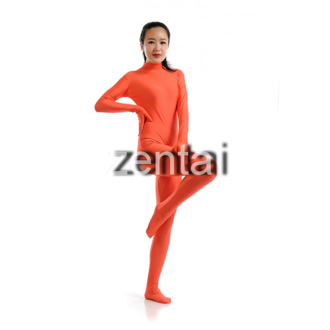 Women's Full Body Orange Red Color Zentai/Orange Red Full Body Spandex ...