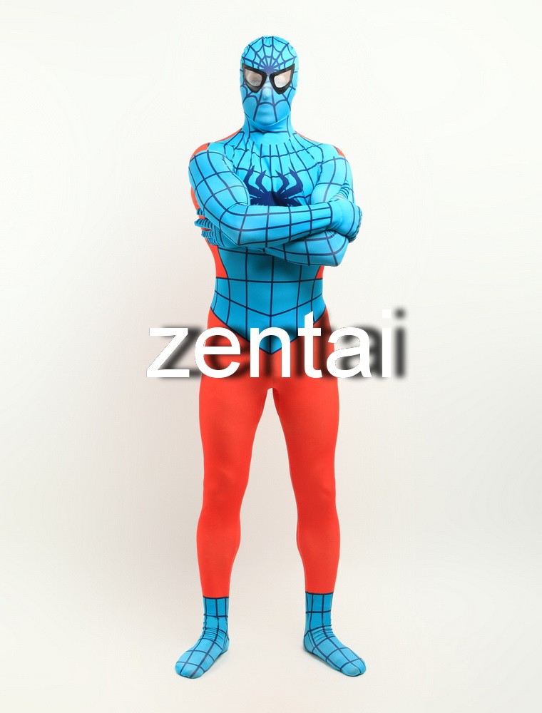 Halloween Spiderman Cosplay Zentai Suit/ Buy Cyan and Orange Spiderman ...