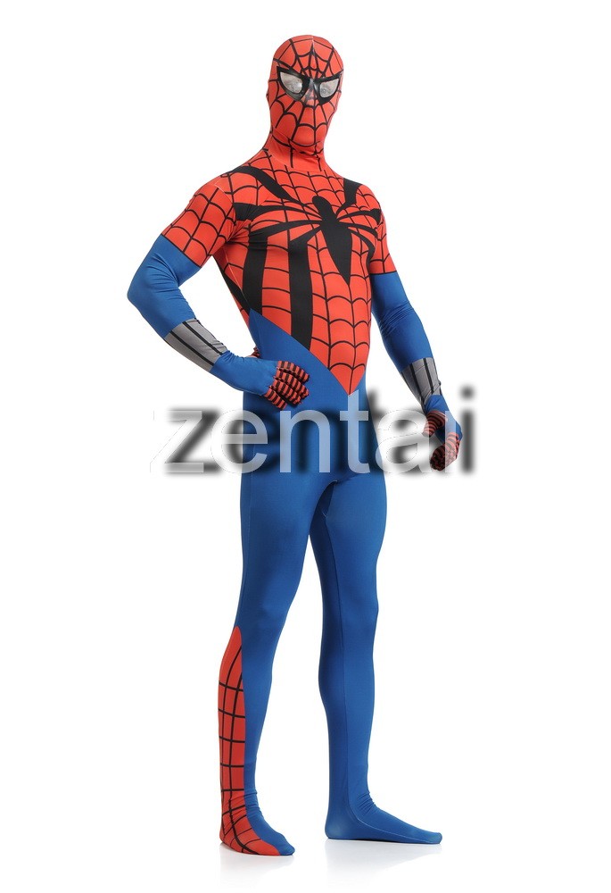 Halloween Amazing Spiderman Zentai Suit/ Buy full body Blue Spandex ...