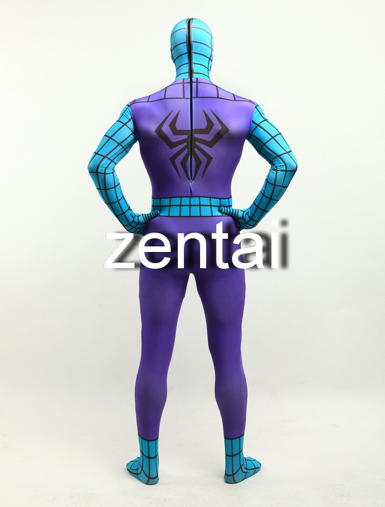 Halloween Spiderman Cosplay Zentai Suit/ Buy Cyan and Purple Spiderman ...