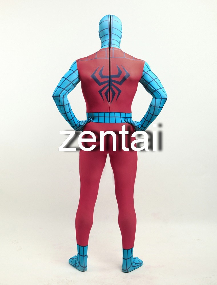 Halloween Spiderman Cosplay Zentai Suit/ Buy Cyan and Red Spiderman ...