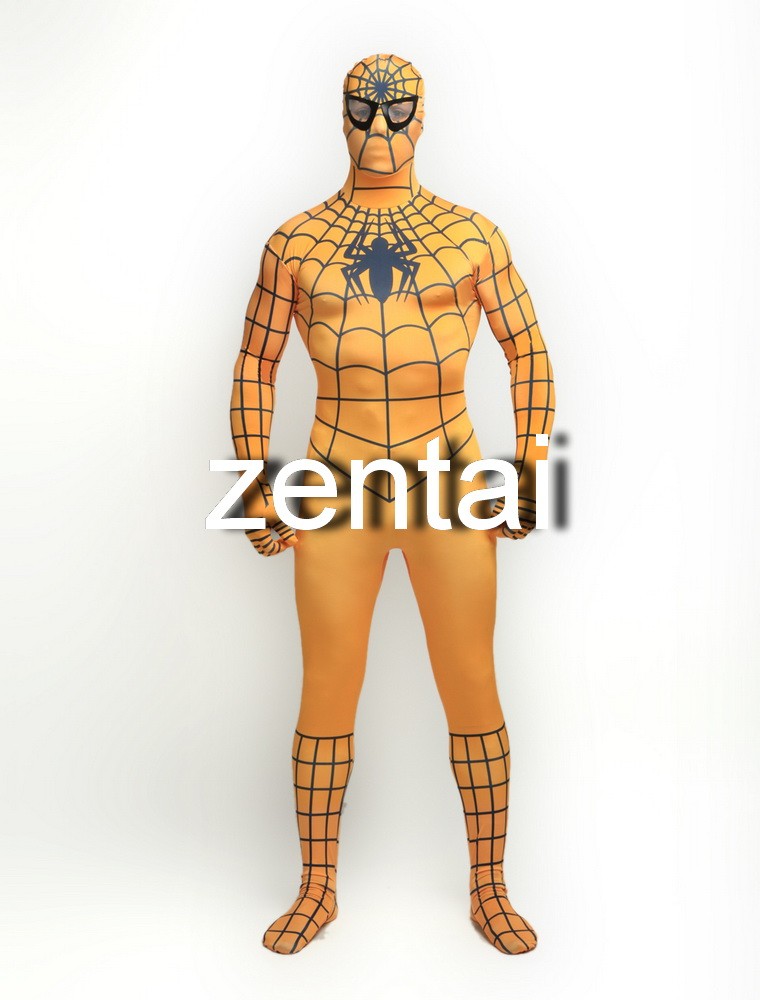 Halloween Spiderman Deep Yellow Cosplay Zentai Suit/ Buy Deep Yellow ...