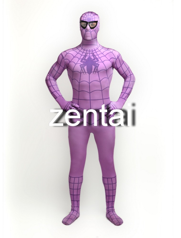 Halloween Spiderman Purple Cosplay Zentai Suit/ Buy Purple Spiderman ...