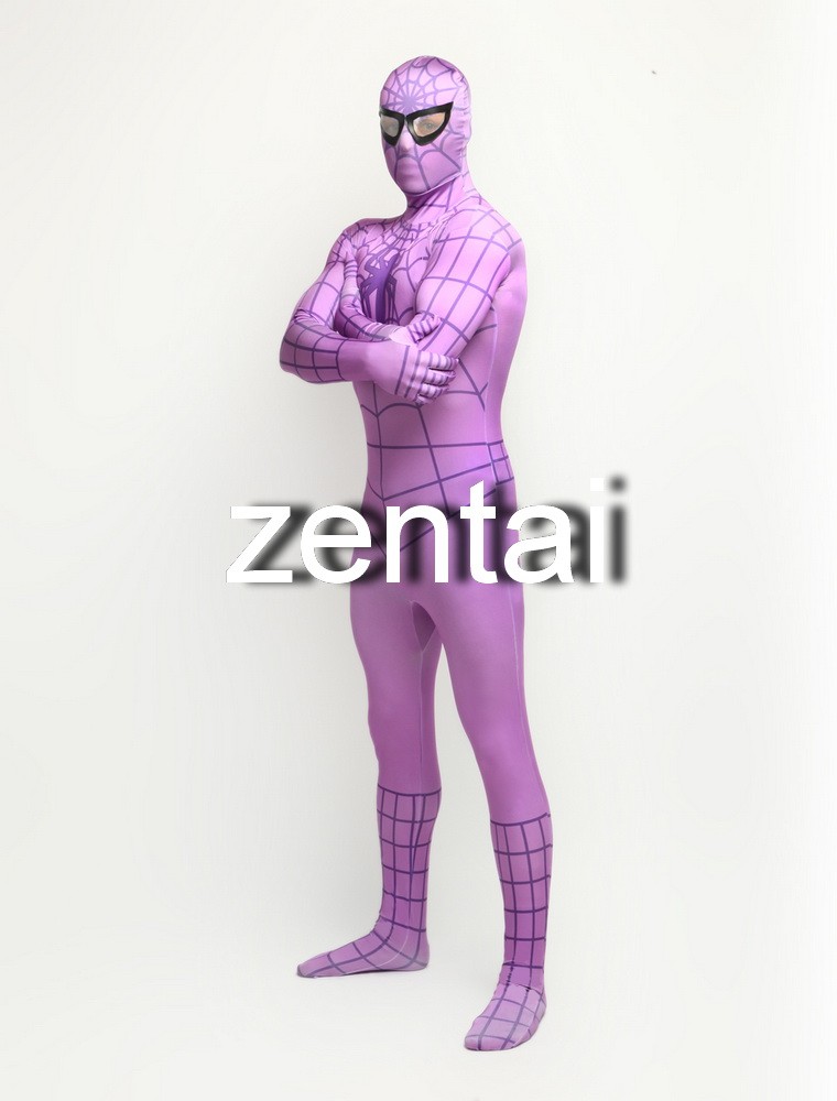 Halloween Spiderman Purple Cosplay Zentai Suit/ Buy Purple Spiderman ...