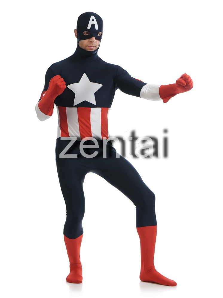 Marvel's The Avengers Captain America Full Body Zentai Suit/Buy Full ...
