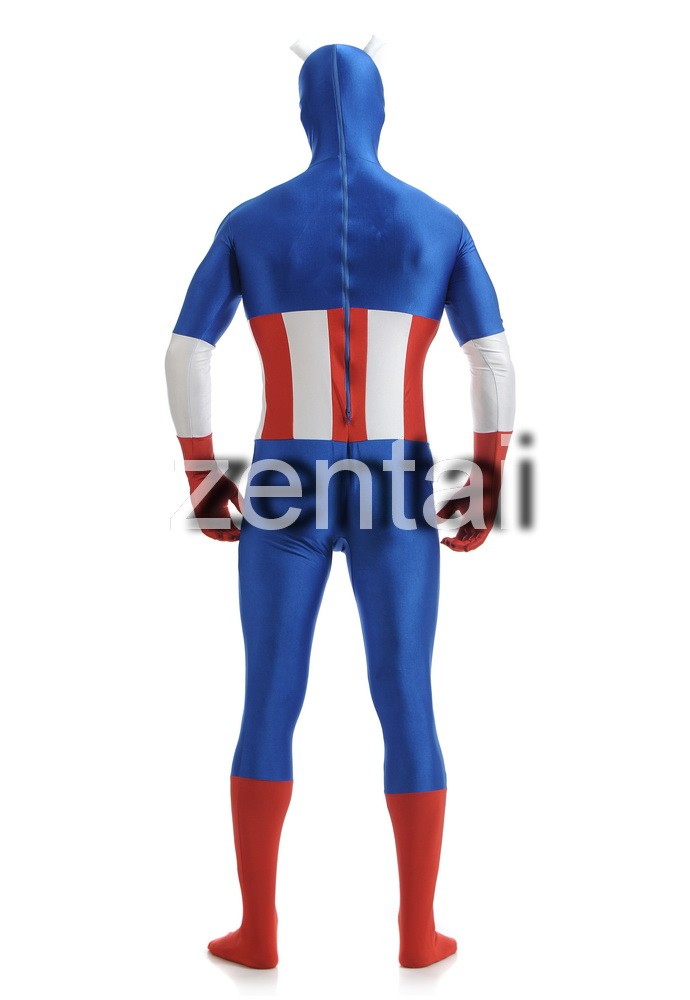 Marvel's The Avengers Captain America Full Body Zentai Suit/Buy Blue ...